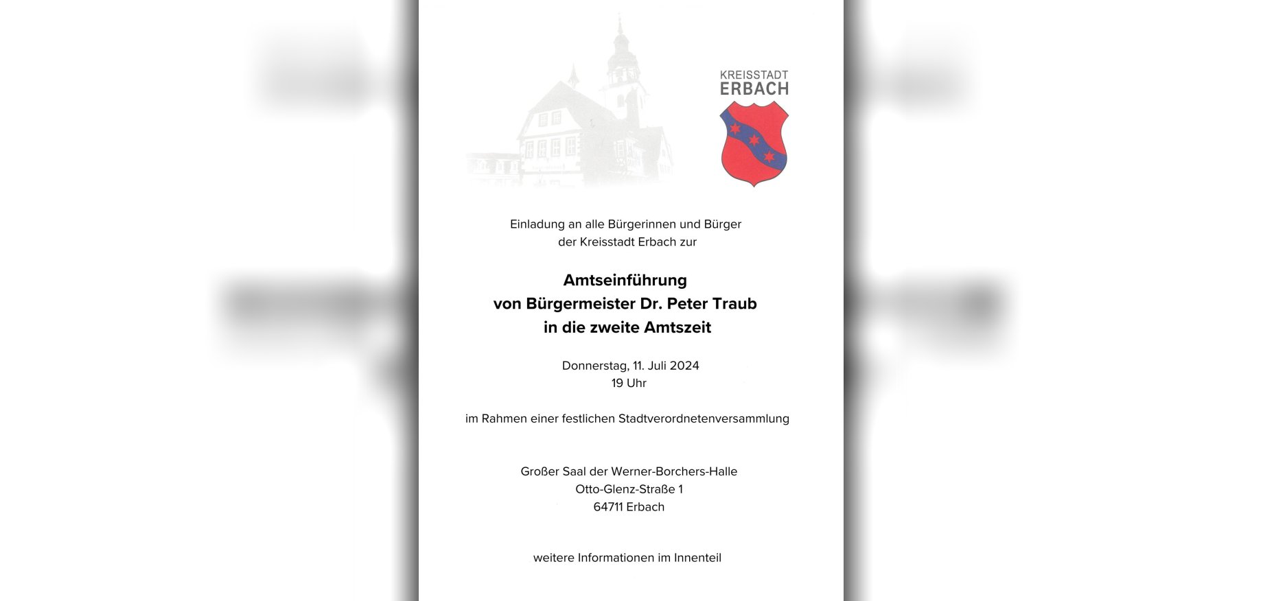 Amtseinführung von Bürgermeister Dr. Peter Traub in die zweite Amtszeit ...